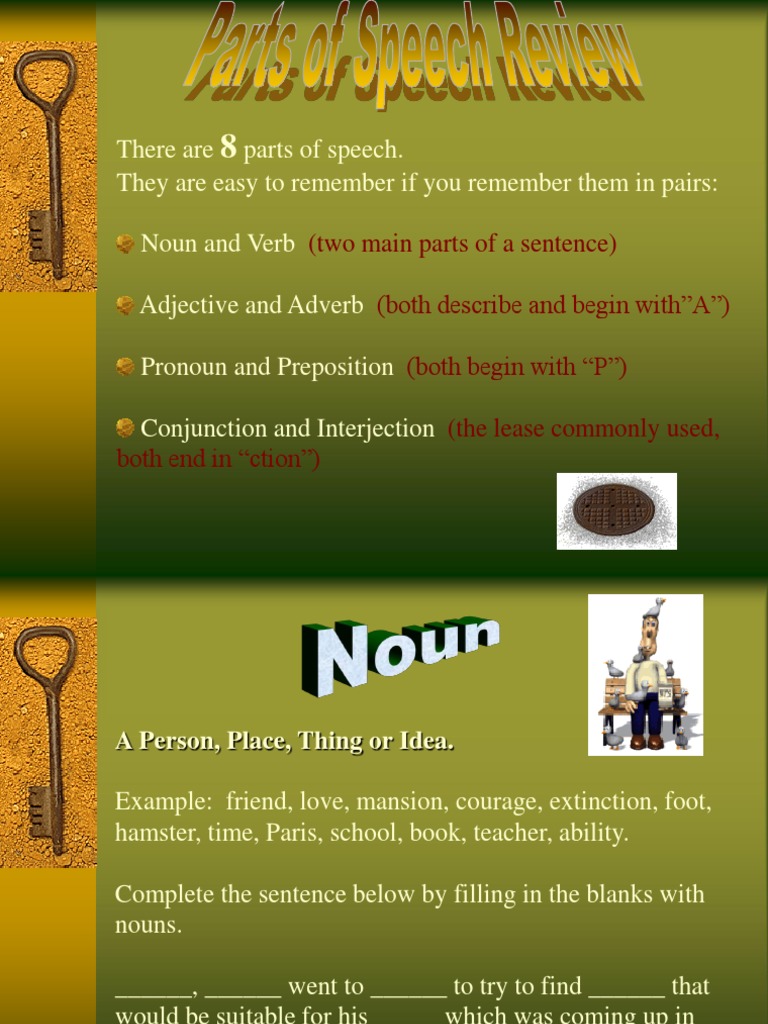 Parts of Speech Review | PDF | Part Of Speech | Noun