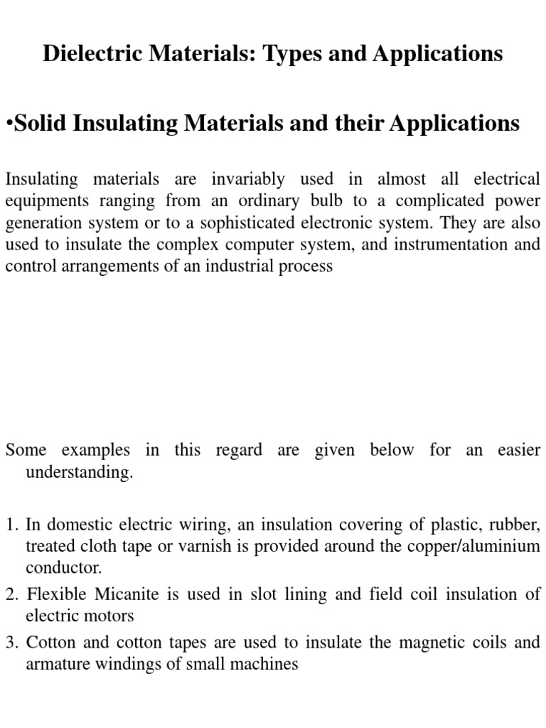 Dielectric Materials Types and Applications | PDF | Thermoplastic ...
