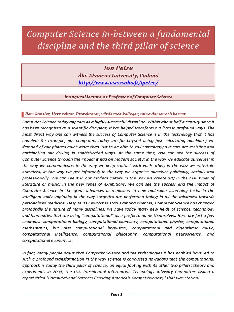 Computer Science In-Between A Fundamental Discipline and The Third ...