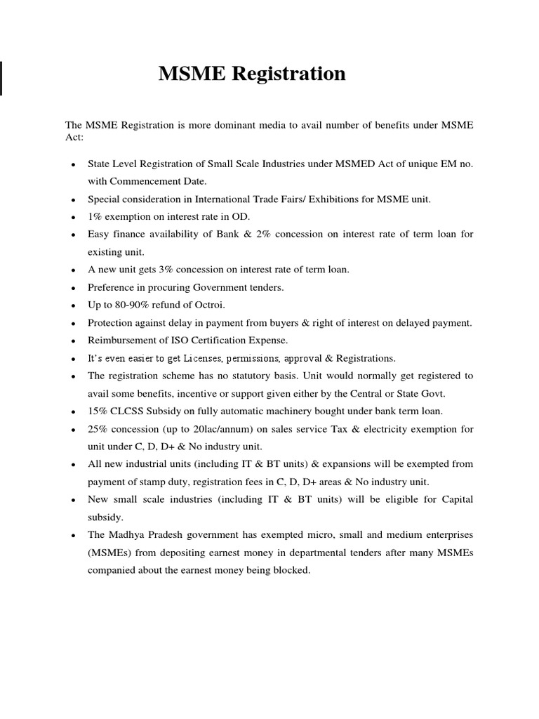 Benefits of MSME Registration: Eligibility for Various Financial ...