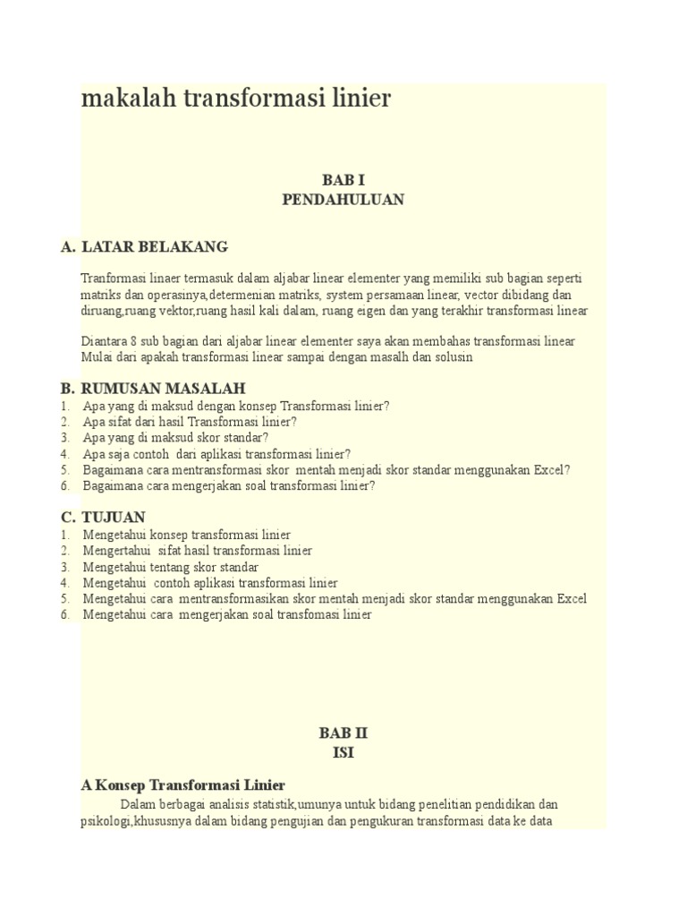 Makalah Transformasi Linier | PDF