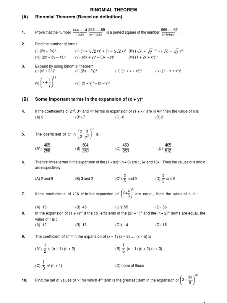 Binomial Theorem | PDF | Numbers | Rational Number