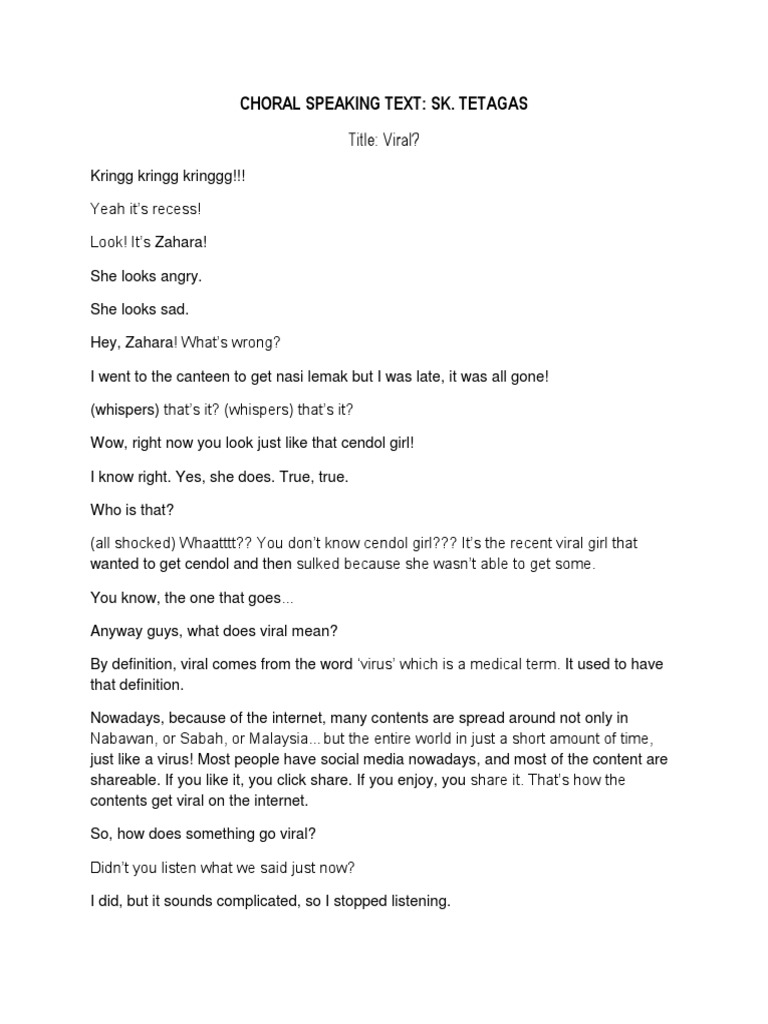 Choral Speaking Text | PDF