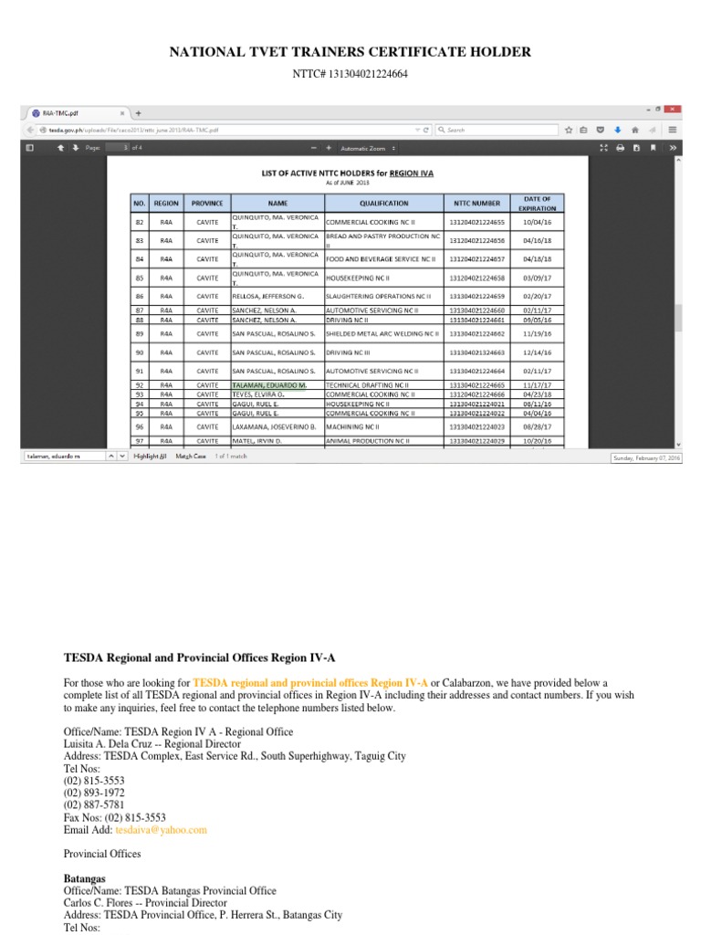 National Tvet Trainers Certificate Holder: NTTC# 131304021224664 | PDF