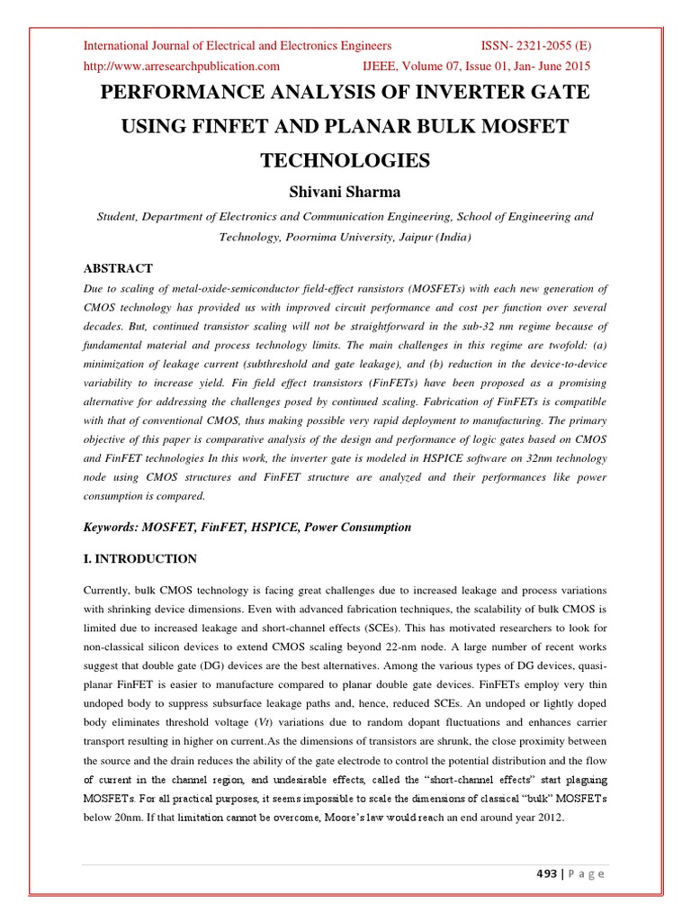 FinFET Inverter Anlaysis PDF | PDF | Field Effect Transistor | Mosfet
