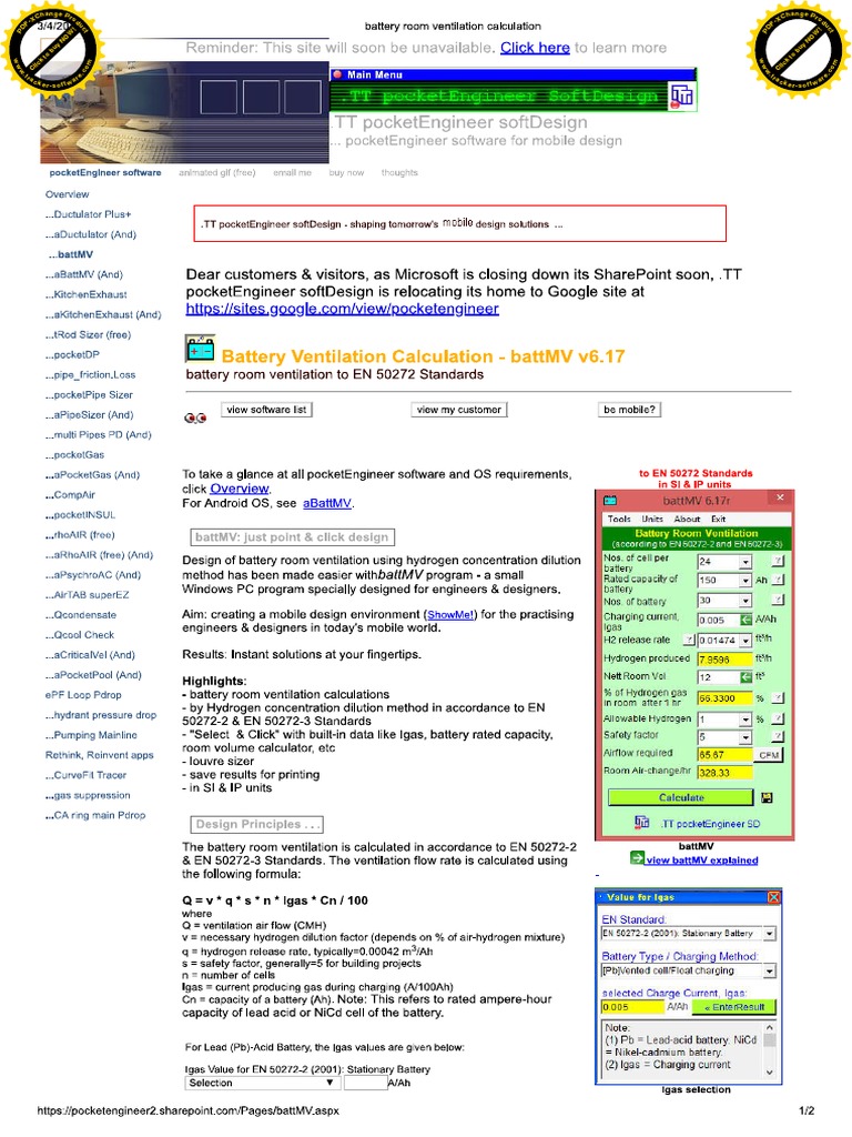 14 - Battery Room Ventilation Calculation | PDF