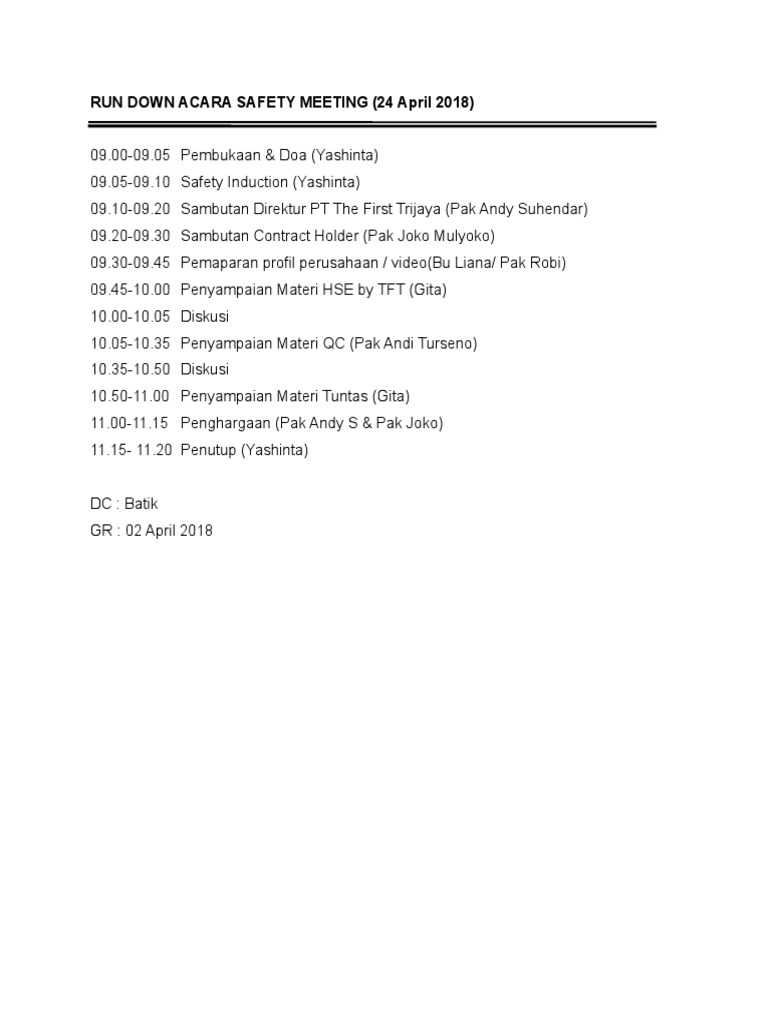 Run Down Acara Town Hall Meeting | PDF