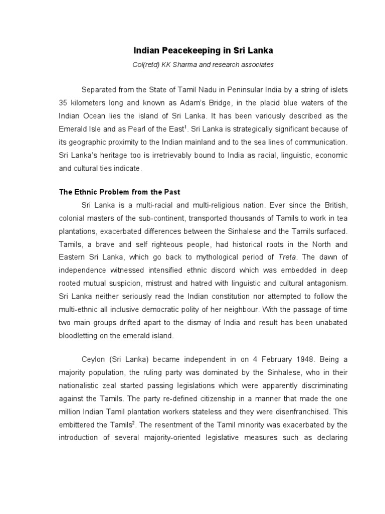 Indian Peacekeeping Force in Sri Lanka | PDF | Sri Lanka | Infantry