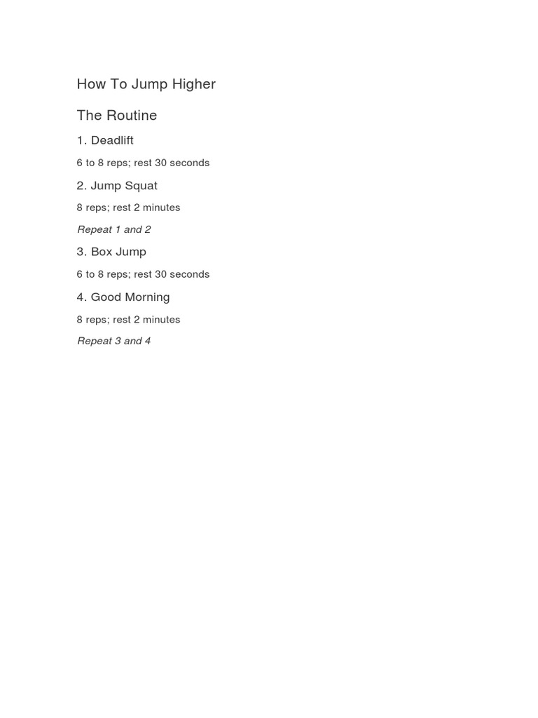 Jump Higher: Effective Workout Routine | PDF | Wellness