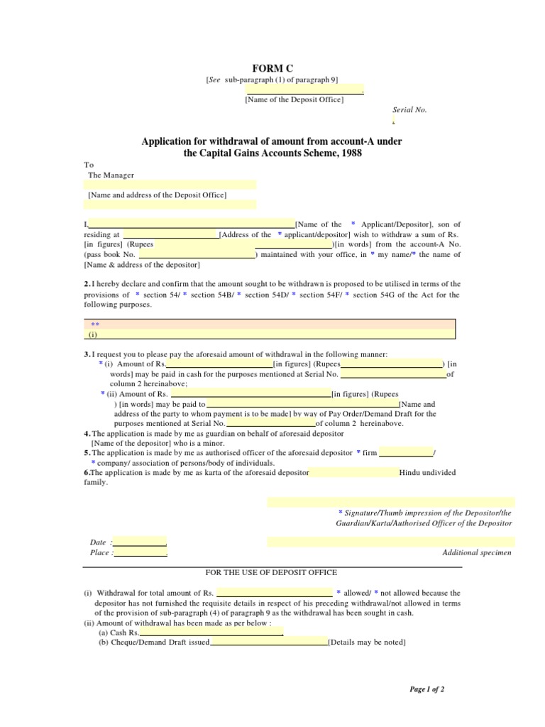 Form C | Download Free PDF | Deposit Account | Banking