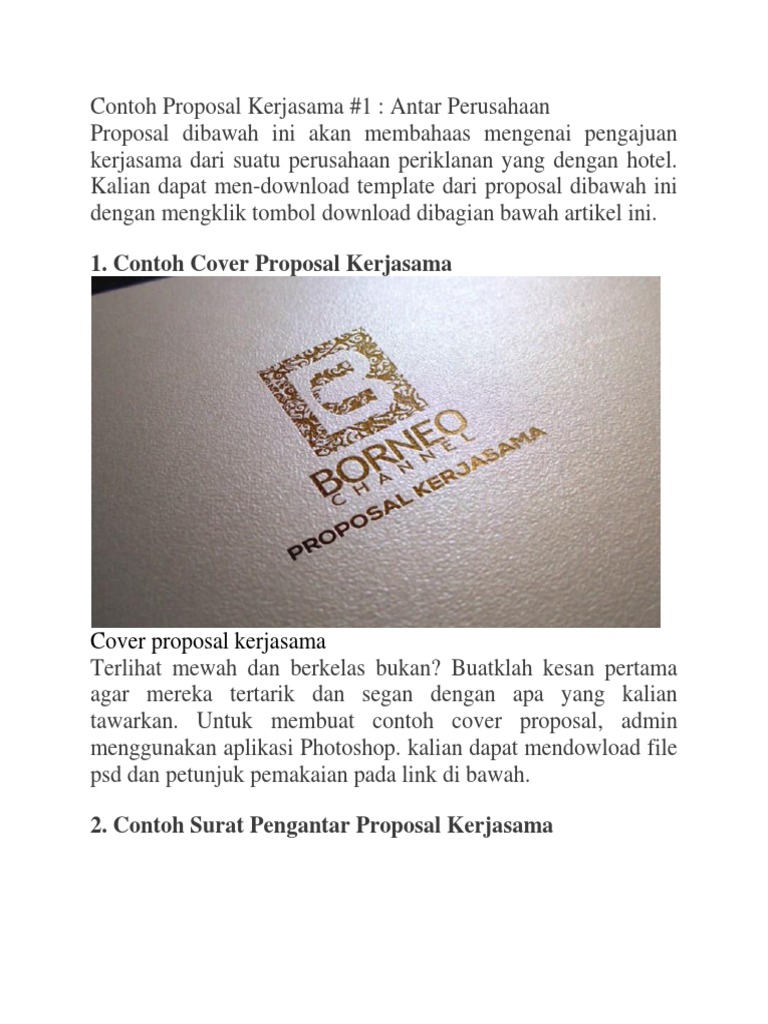Contoh Proposal Kerjasama | PDF