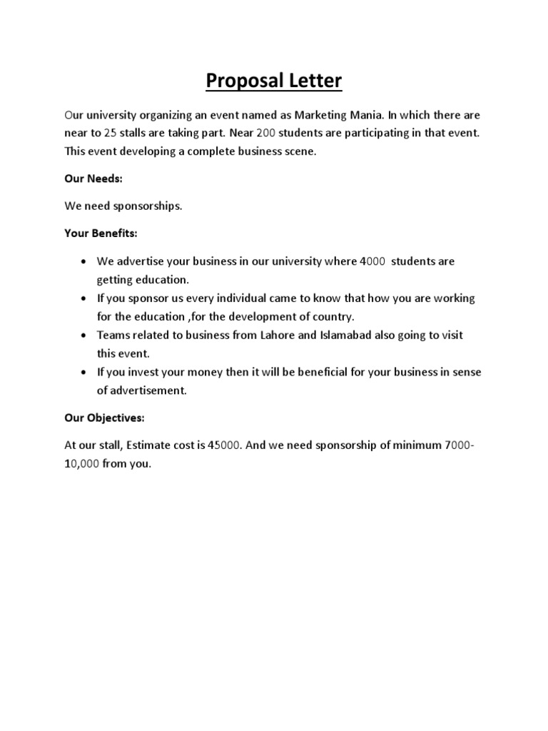 Sponsorship Proposal for Marketing Mania Event | PDF | Career & Growth ...