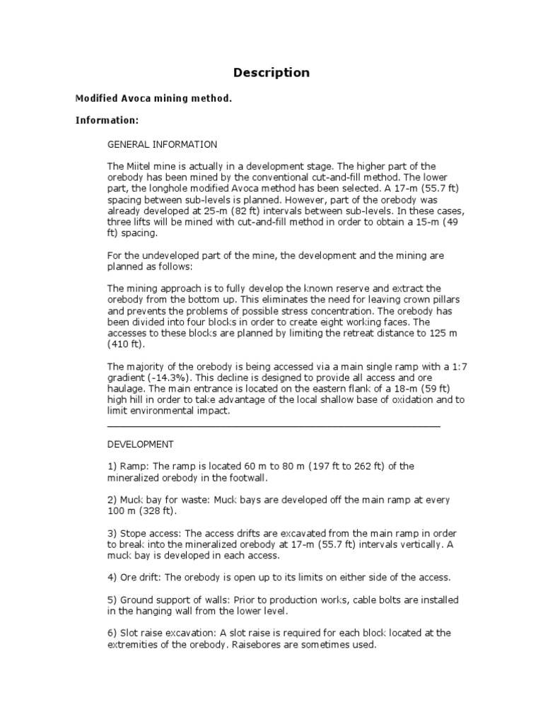 AVOCA Mining Method | PDF | Economic Geology | Mining
