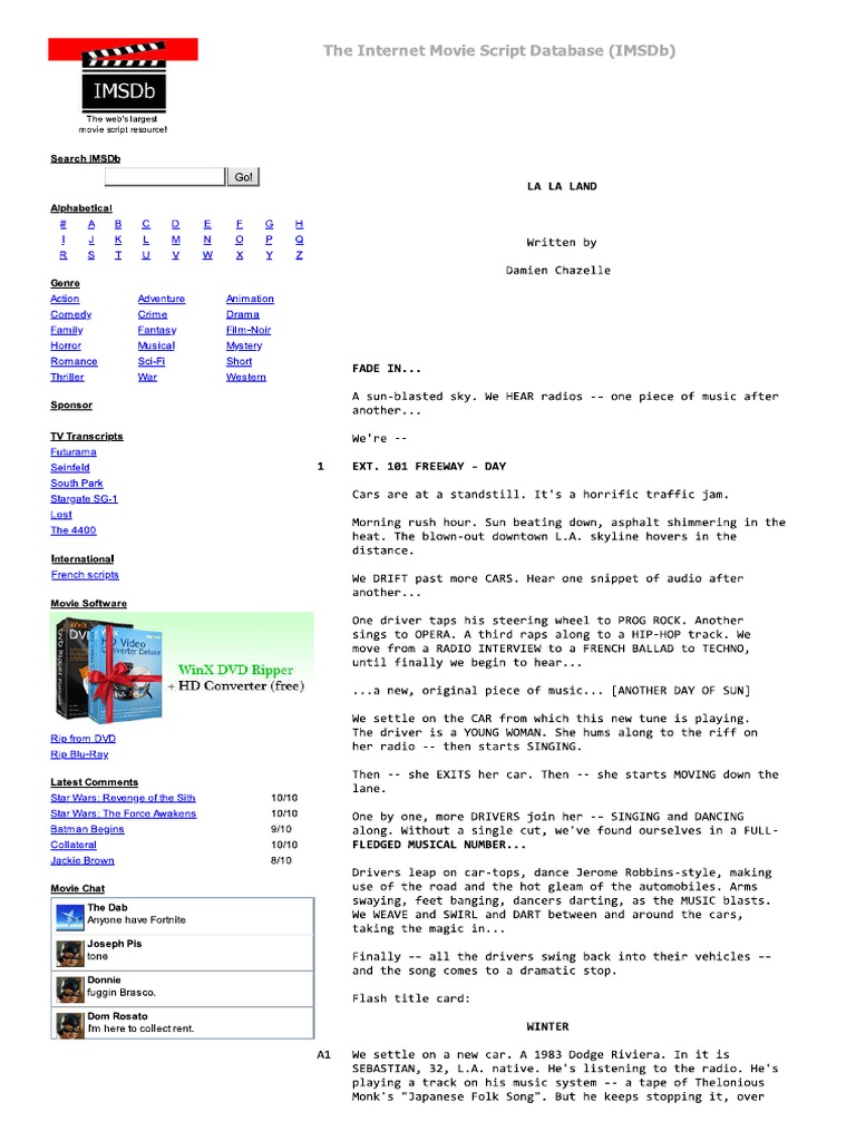 La La Land Script At Imsdb Pdf 