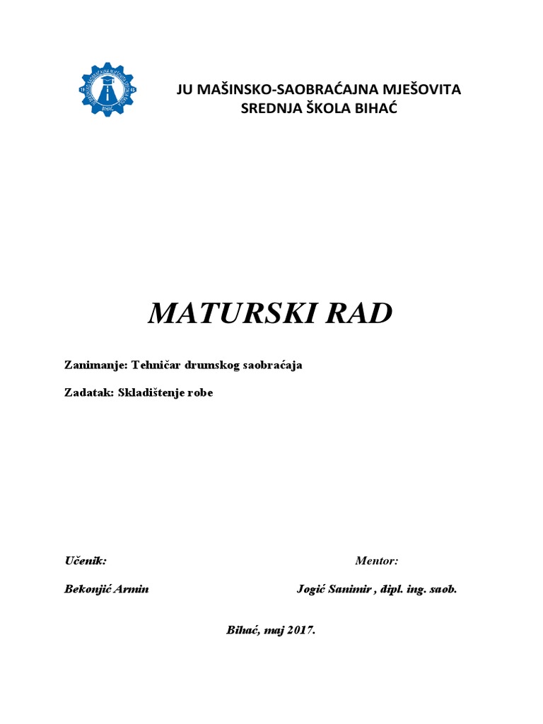 Naslovna Za Maturski Rad | PDF