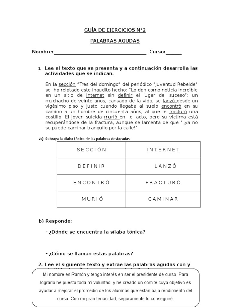 Guia de Trabajo Agudas (Niños) | PDF | Artes del Lenguaje y Comunicación