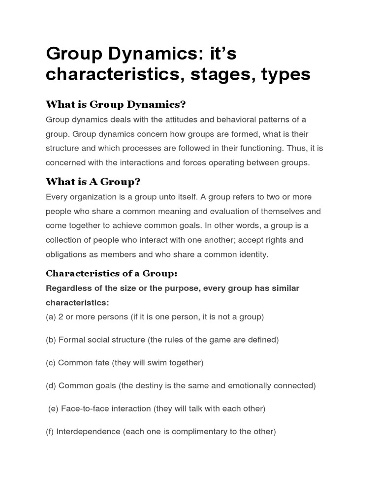 Group Dynamics 1 | PDF | Leadership | Goal