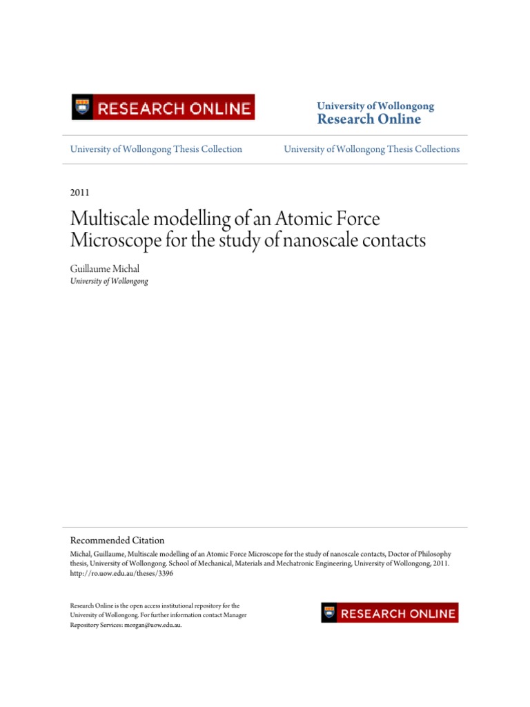 Multiscale Modelling of An Atomic Force Microscope For The Study | PDF ...