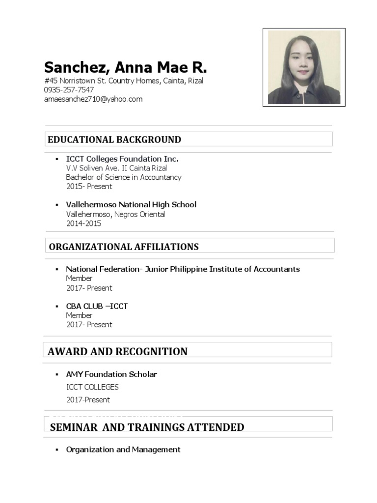 Anna Mae Sanchez: ICCT Profile | PDF | Career & Growth | Business