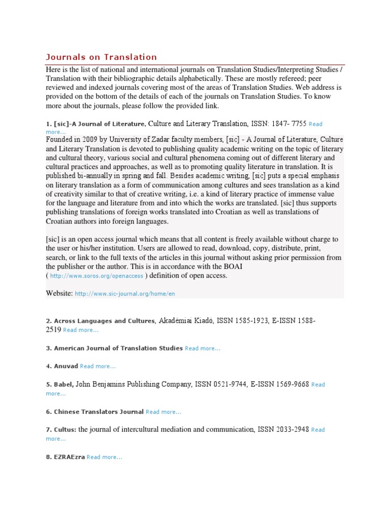 Journals On Translation | PDF | Translations | Open Access