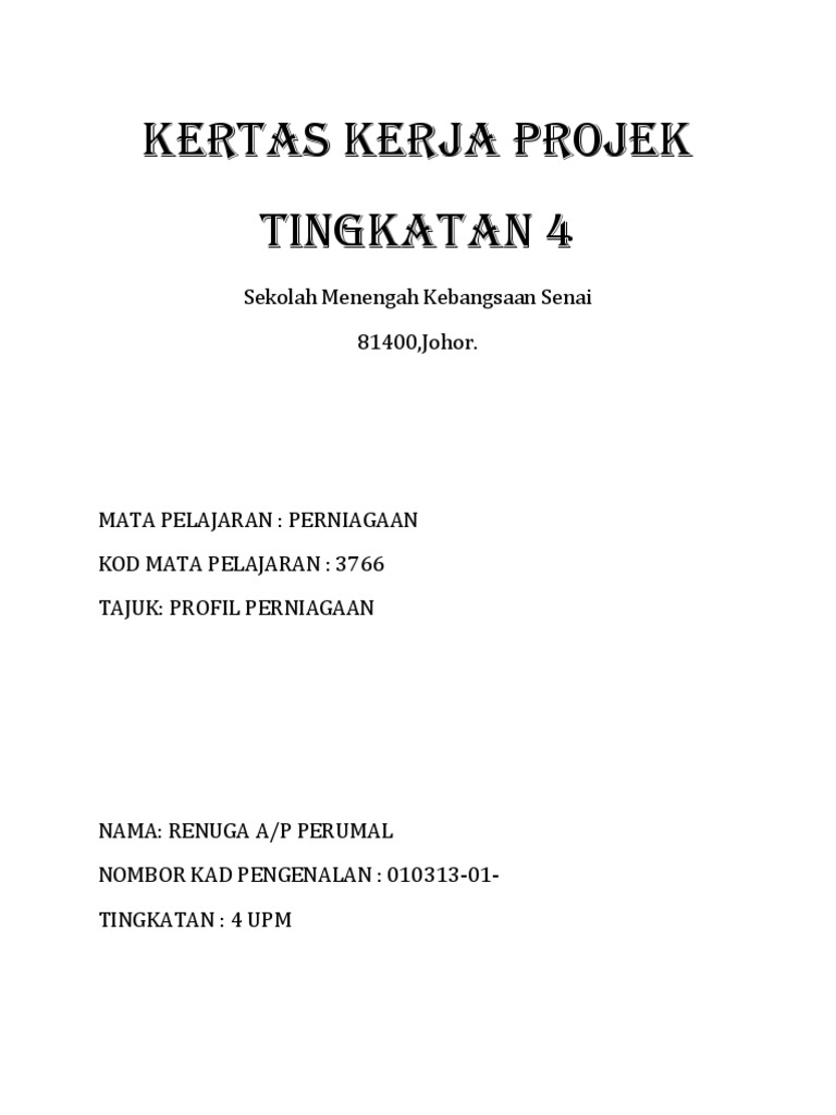 Kertas Kerja Projek Pdf