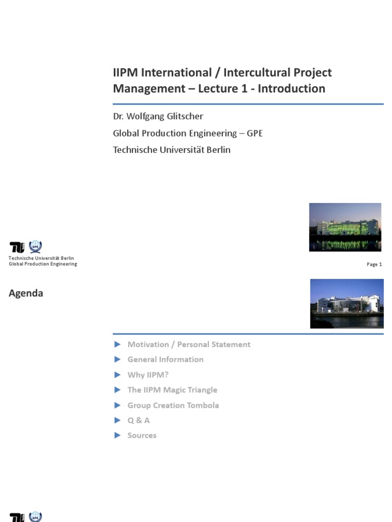Lecture 01 IIPM V2 2017 05 08 AnLo | PDF | Cross Cultural Communication | Project Management