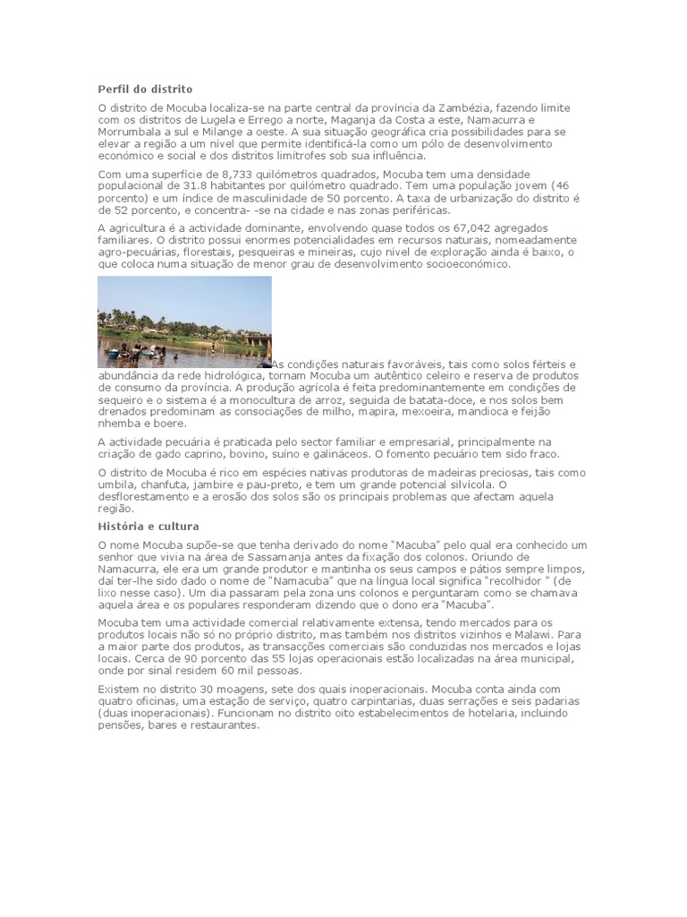 Perfil do Distrito de Mocuba | PDF | Desmatamento | Agricultura