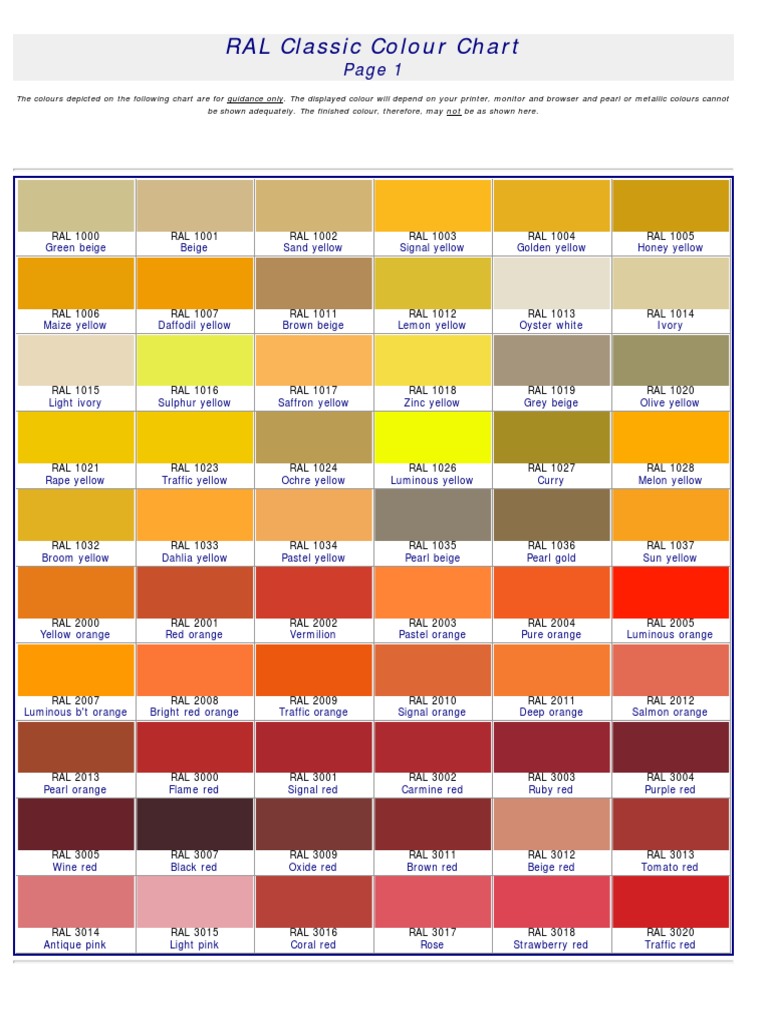 RAL Colour Chart - Ral-Color-Chart | PDF | Blue | Yellow