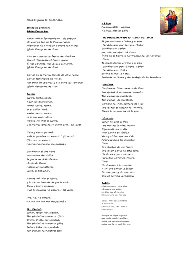 Cantos Para La Eucaristía Pdf Eucaristía Cristo Título