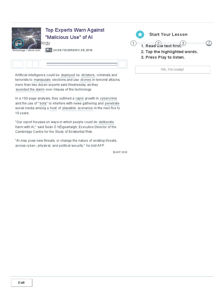 Top Experts Warn Against "Malicious Use" of AI: Technology | PDF