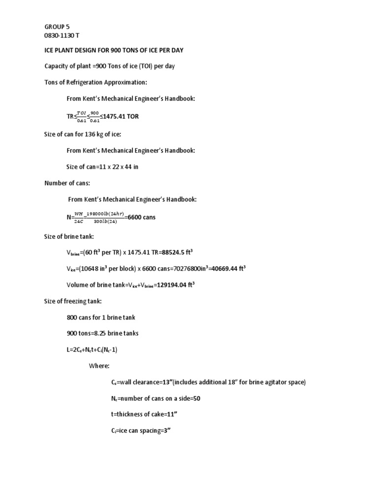 Ice Plant Design For 900 Tons of Ice Per Day 1 | PDF | Refrigeration | Ice