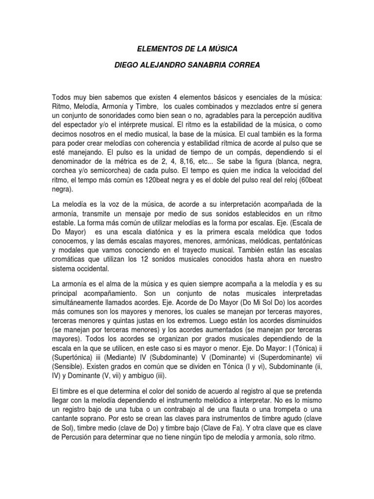 Ensayo Elementos de La Música | PDF | Acorde (Música) | Ritmo