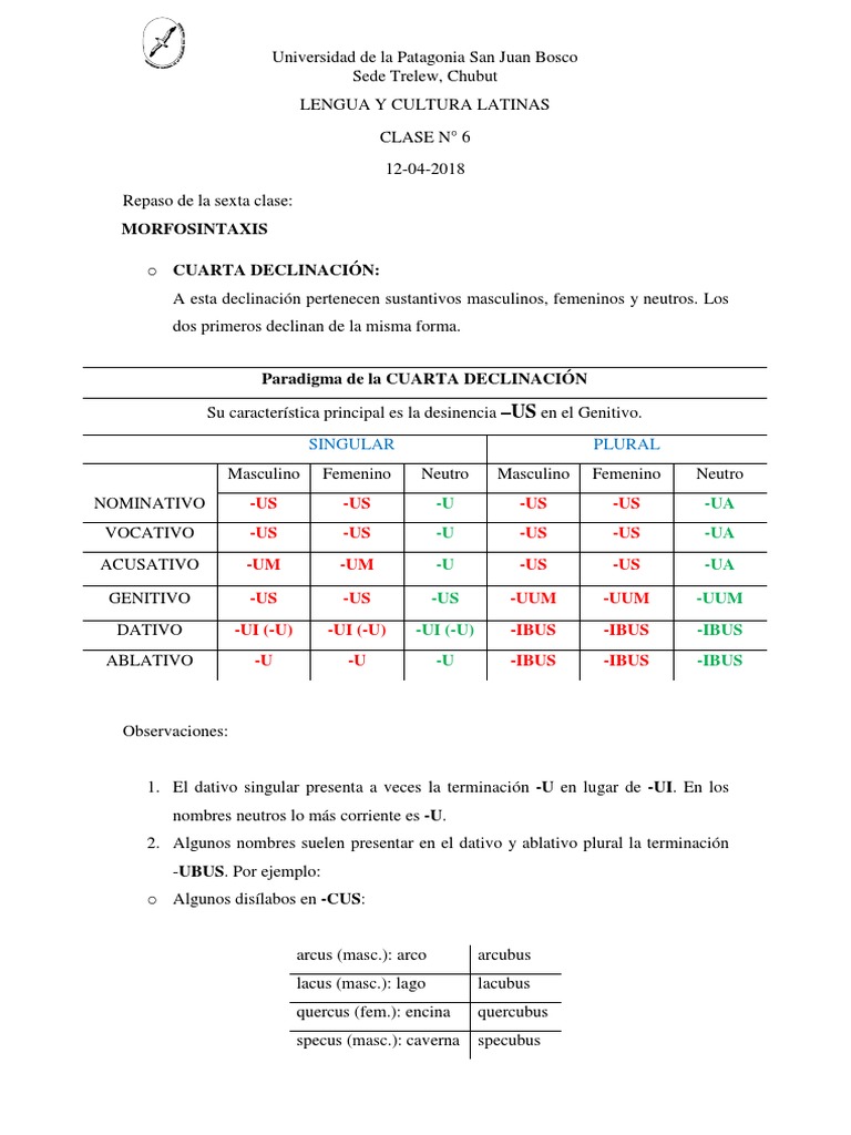 Cuarta y Quinta Declinación en Latín | PDF | Sustantivo | Semiótica