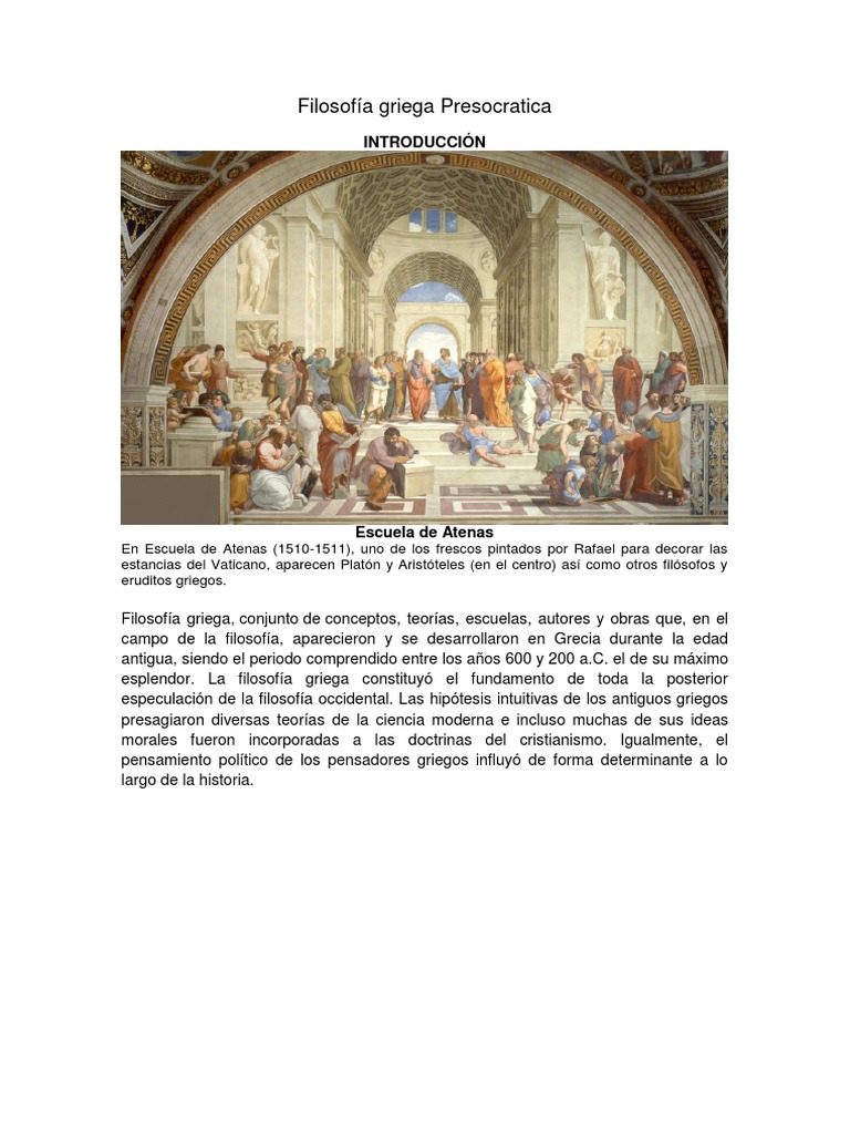 Filosofía Griega Presocrática: Orígenes y Conceptos | PDF | Filosofía ...