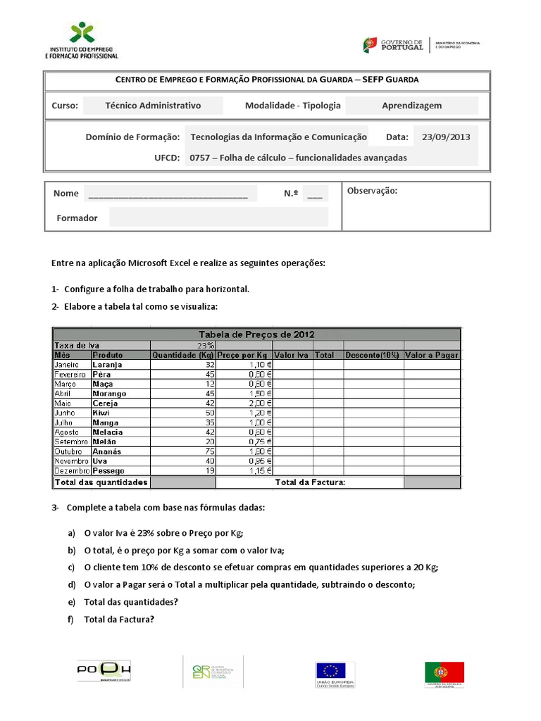 Ficha de Avaliação TIC