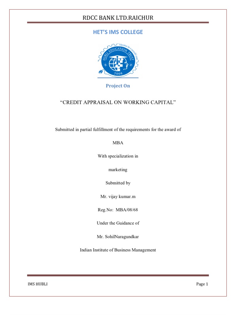 Project On RDCC Bank | PDF | Capital (Economics) | Working Capital