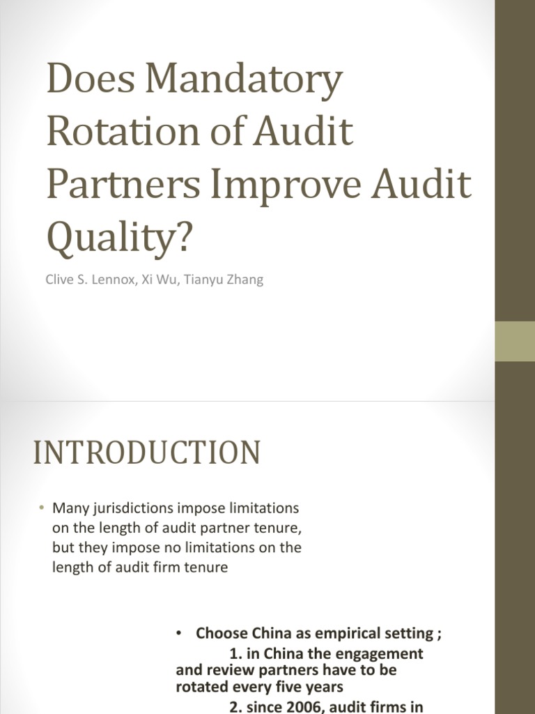 Does Mandatory Rotation of Audit Partners Improve Audit | PDF | Audit ...