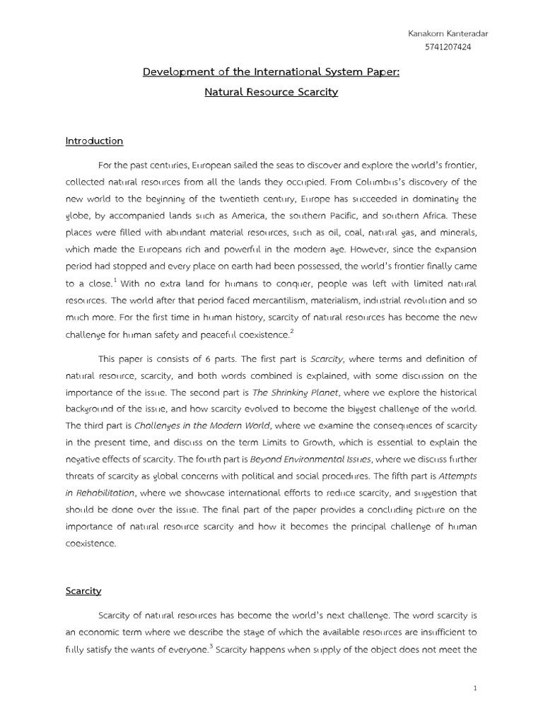 PAPER - Natural Resource Scarcity | PDF | Resource | Sustainability