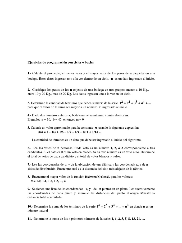Ejercicios de Programación Con Ciclos o Bucles | PDF | Número primo ...