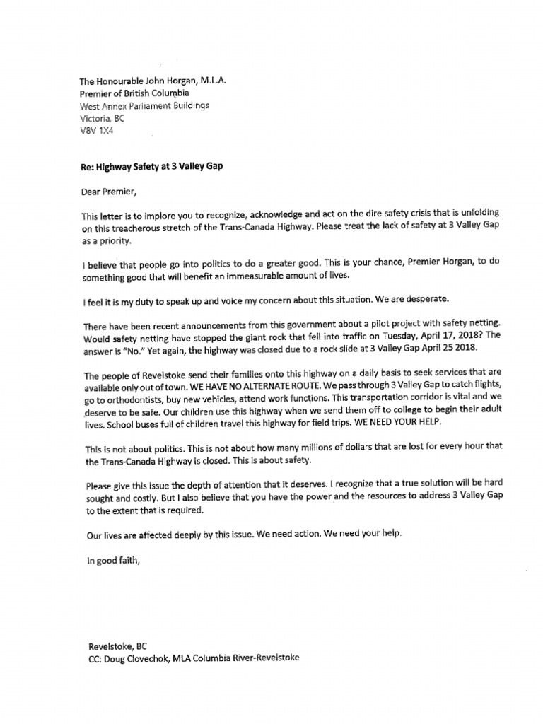 Three Valley Gap Letter