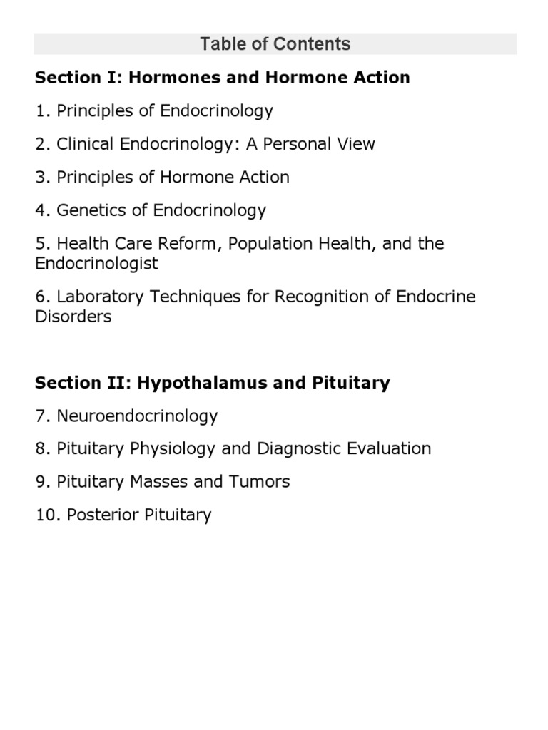 Williams Endocrinology Table of Contents | PDF