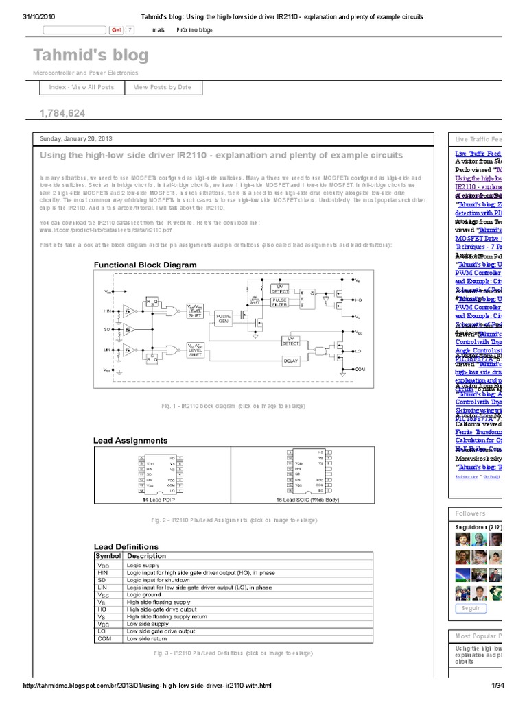 Tahmid's Blog - Using The High-Low Side Driver IR2110 - Explanation and Plenty of Example ...