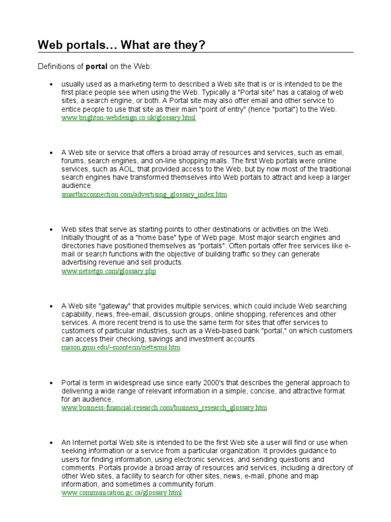Web Portals - Definition, Evolution and Requirments | PDF | Websites ...