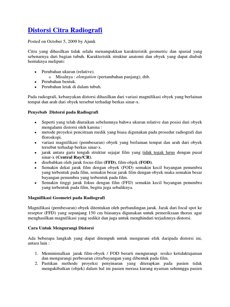 Distorsi Citra Radiografi | PDF