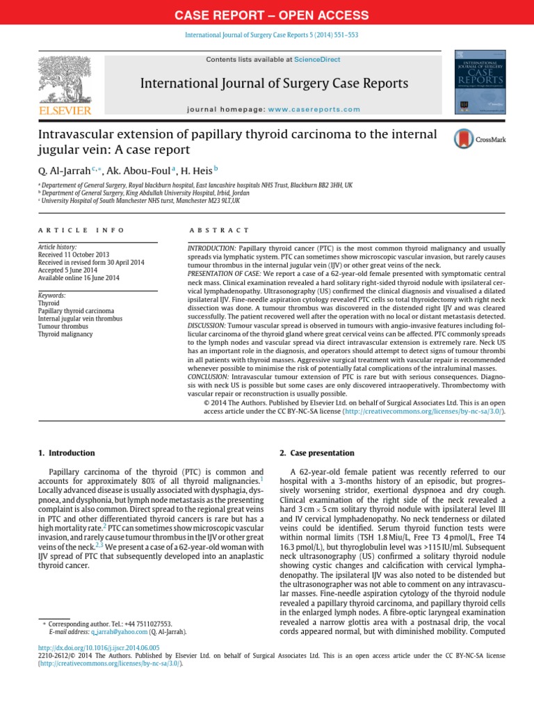 International Journal of Surgery Case Reports | PDF | Thyroid | Neoplasms