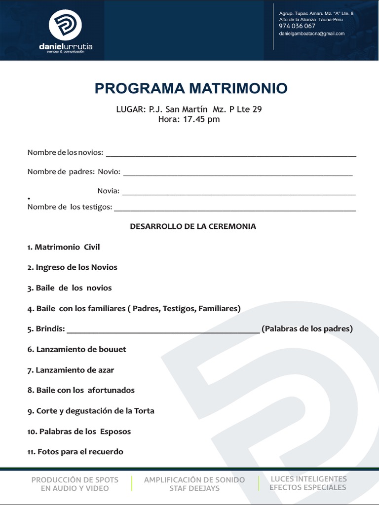 Programa Matrimonio | PDF