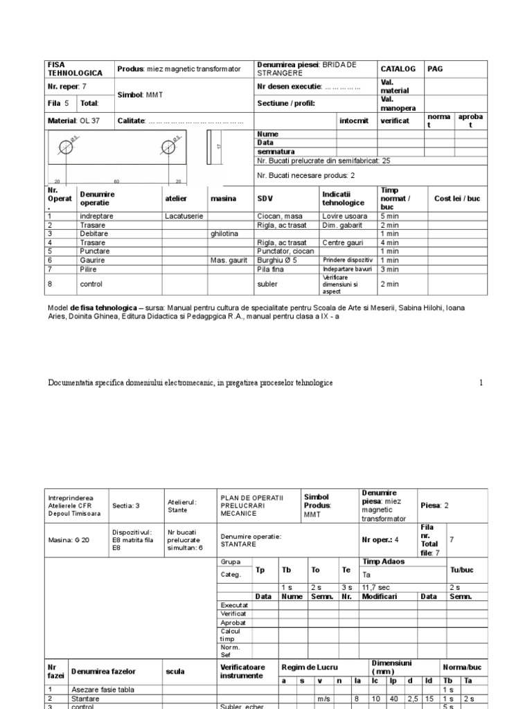 Fisa Tehnologica | PDF