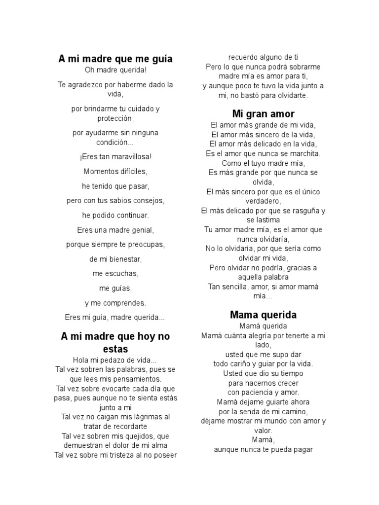 Poemas para el Día de la Madre | PDF | Amor