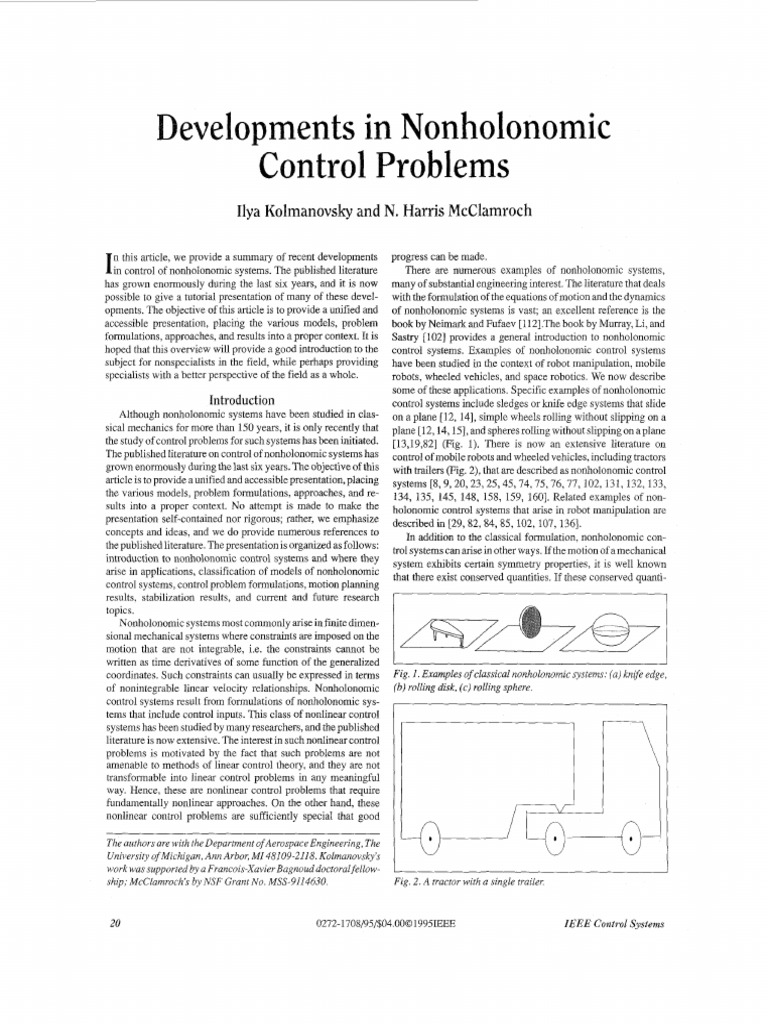 Overview of Nonholonomic Control Systems | PDF | Control Theory ...