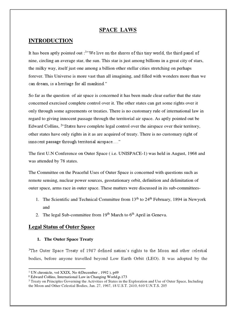 Space Laws | PDF | Outer Space | Treaty